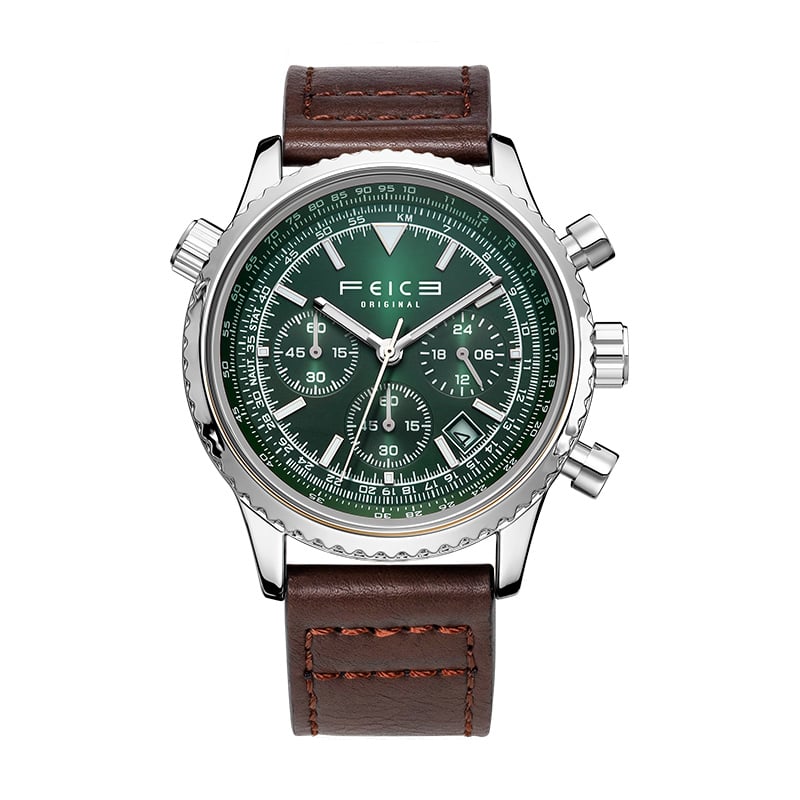 FEICE FK812 Mens Watches Hand-assembled multifunctional vintage green ...
