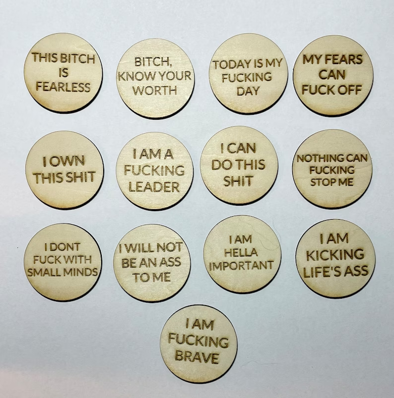 Mini Sweary Affirmation discs - elwant Mini Sweary Affirmation discs - elwant